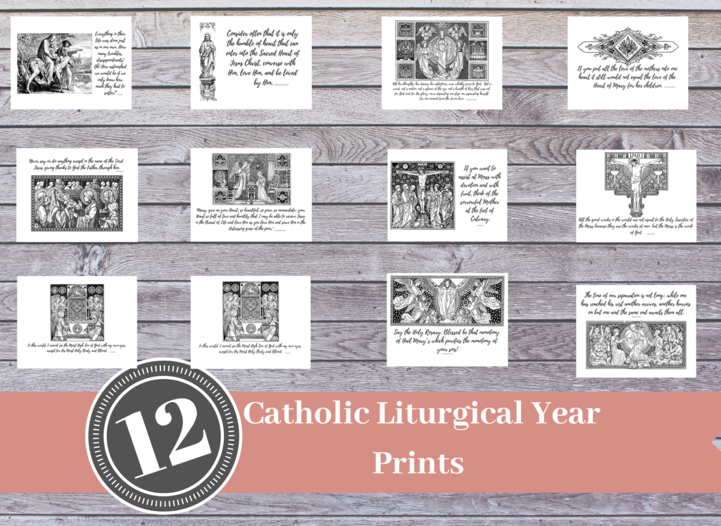 Catholic Liturgical Year Monthly Devotion Prints - elizabeth clare