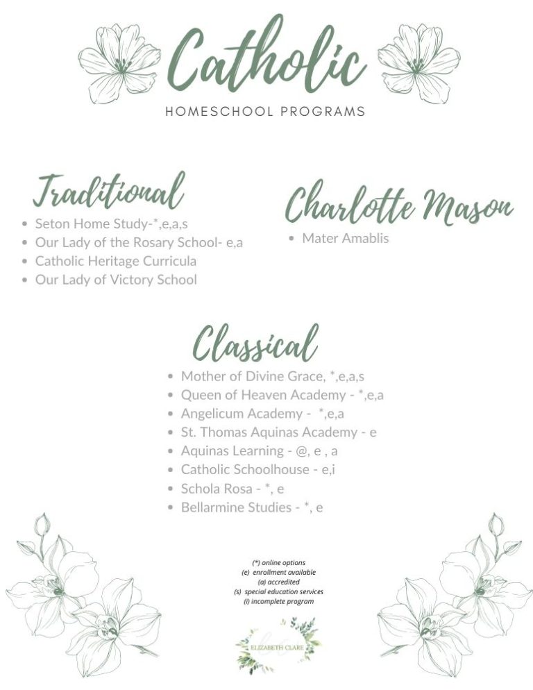 Catholic Homeschool Programs: A Side by Side Comparison - elizabeth clare