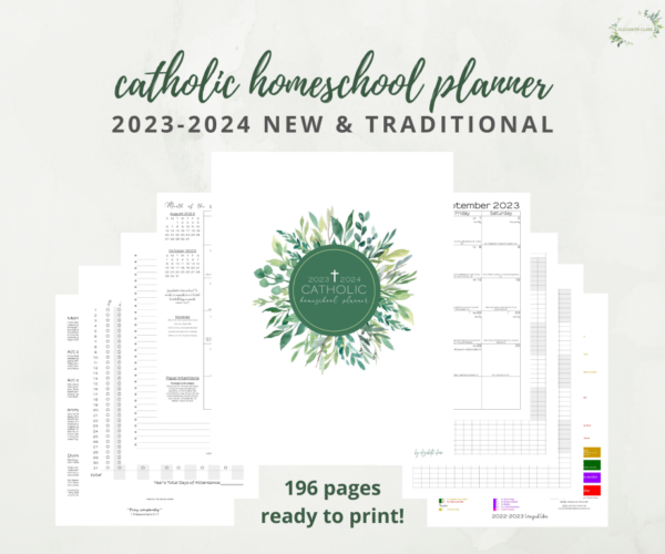 2023-2024 Printable Catholic Homeschool Planner PDF - elizabeth clare