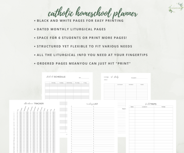 2022-2023 Printable Catholic Homeschool Planner PDF - elizabeth clare