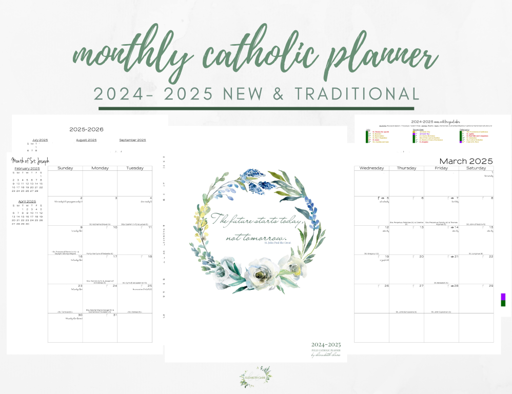 2024-2025 Catholic Monthly Planner PDF Printable - elizabeth clare