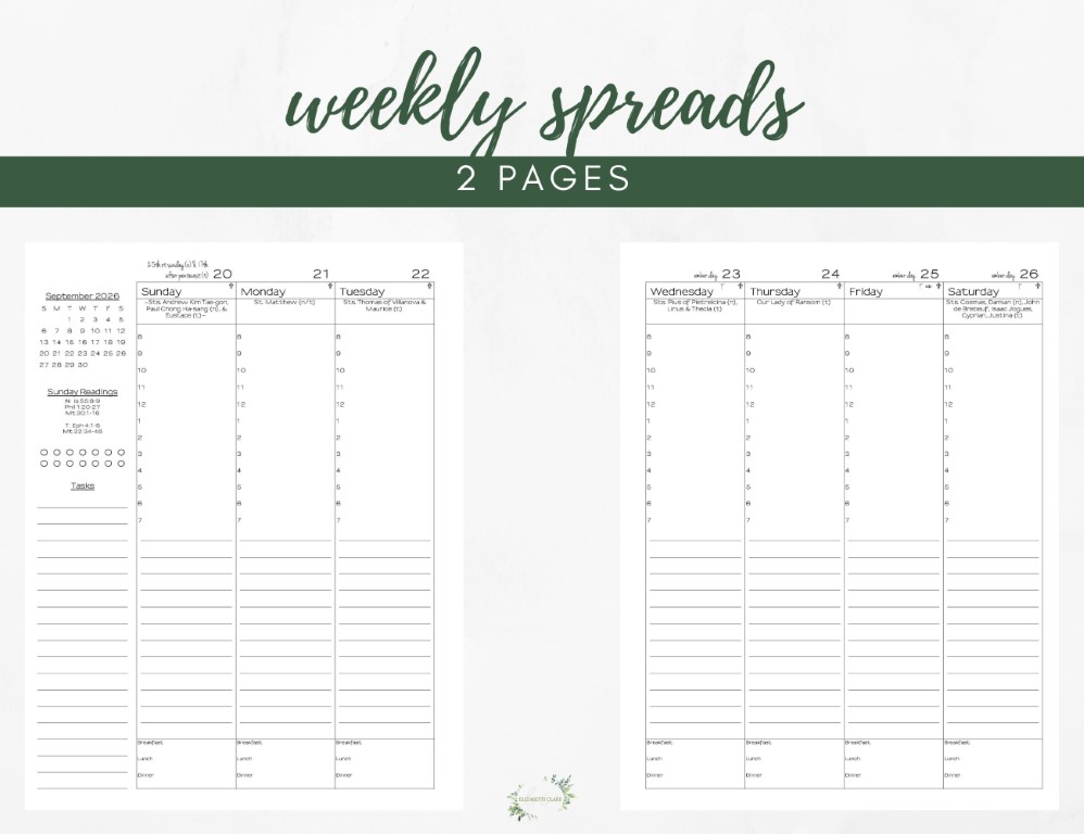 2026 Printable Catholic Planner PDF: Fully Catholic - elizabeth clare
